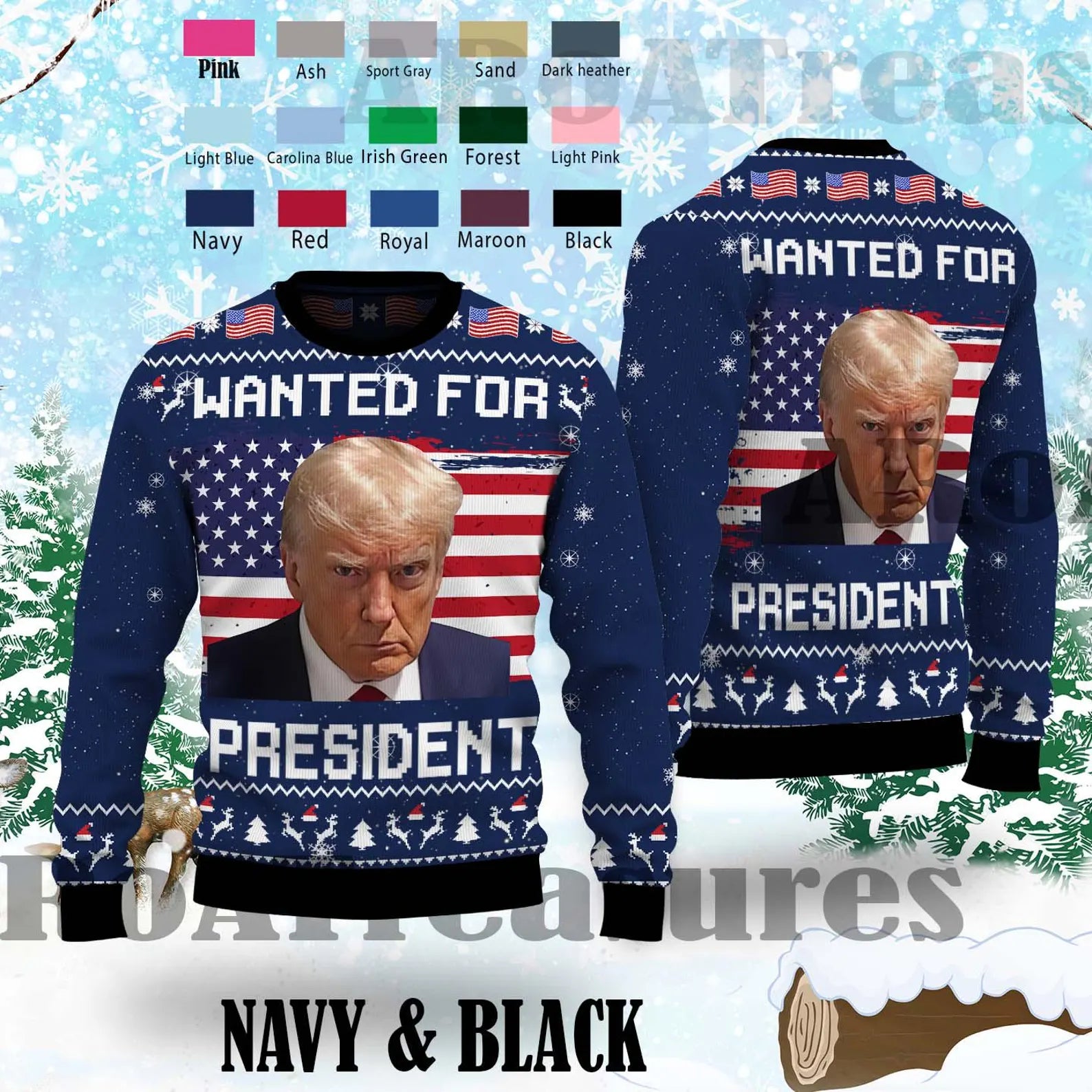Trump 2024 Sweater, Vintage Christmas, Funny Political Shirts, Christm ...