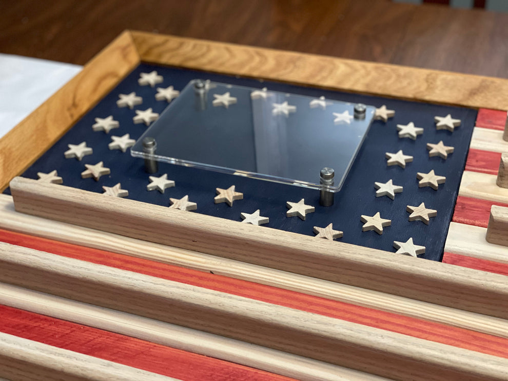 American Flag Military Challenge Coin Display Holder, Custom Photo Woo ...