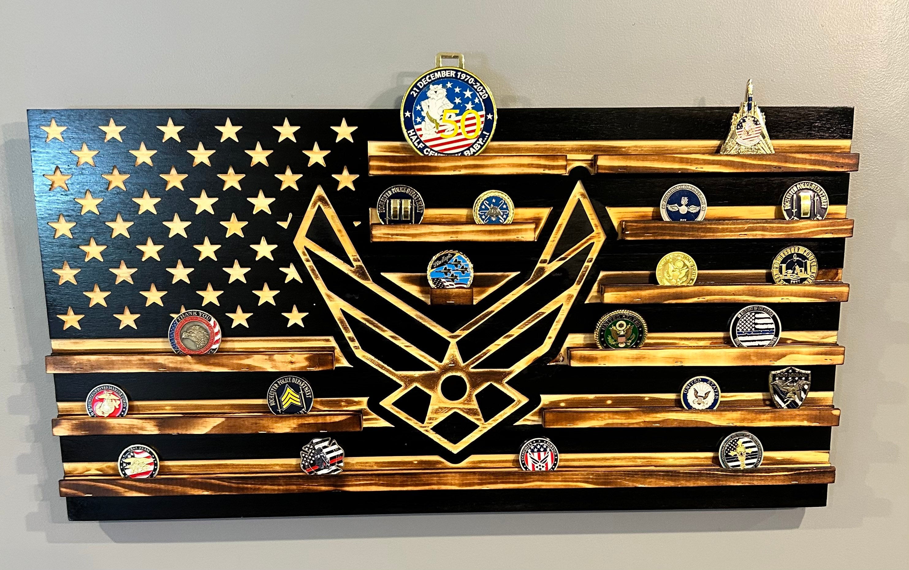 US Air Force Challenge Coin Holder Display Holder, Custom Wooden Coin ...