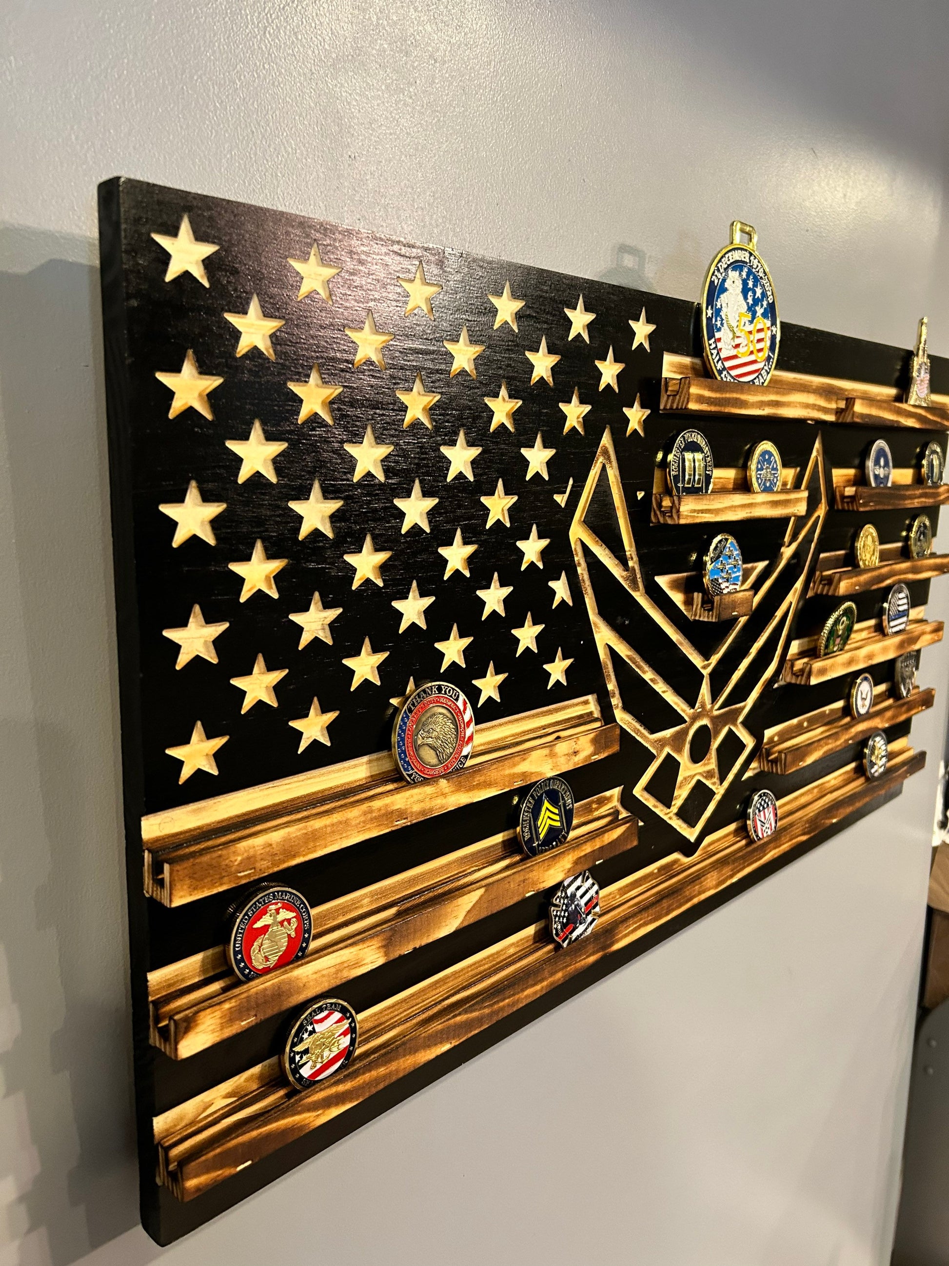US Air Force Challenge Coin Holder Display Holder, Custom Wooden Coin ...
