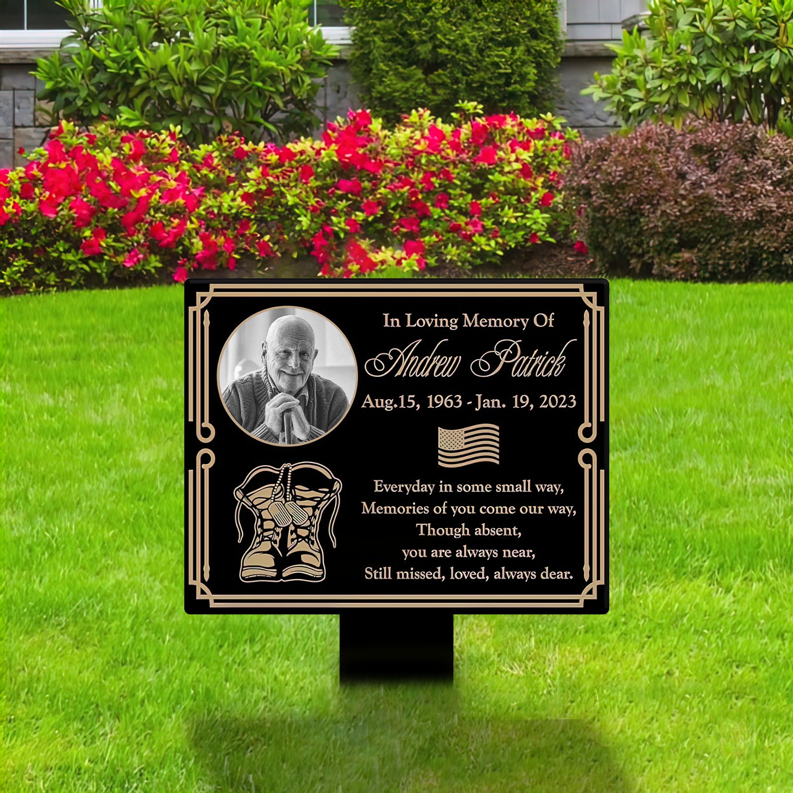 Personalized Memorial Engraved Stake with, Memorial Plaque Grave Marke ...