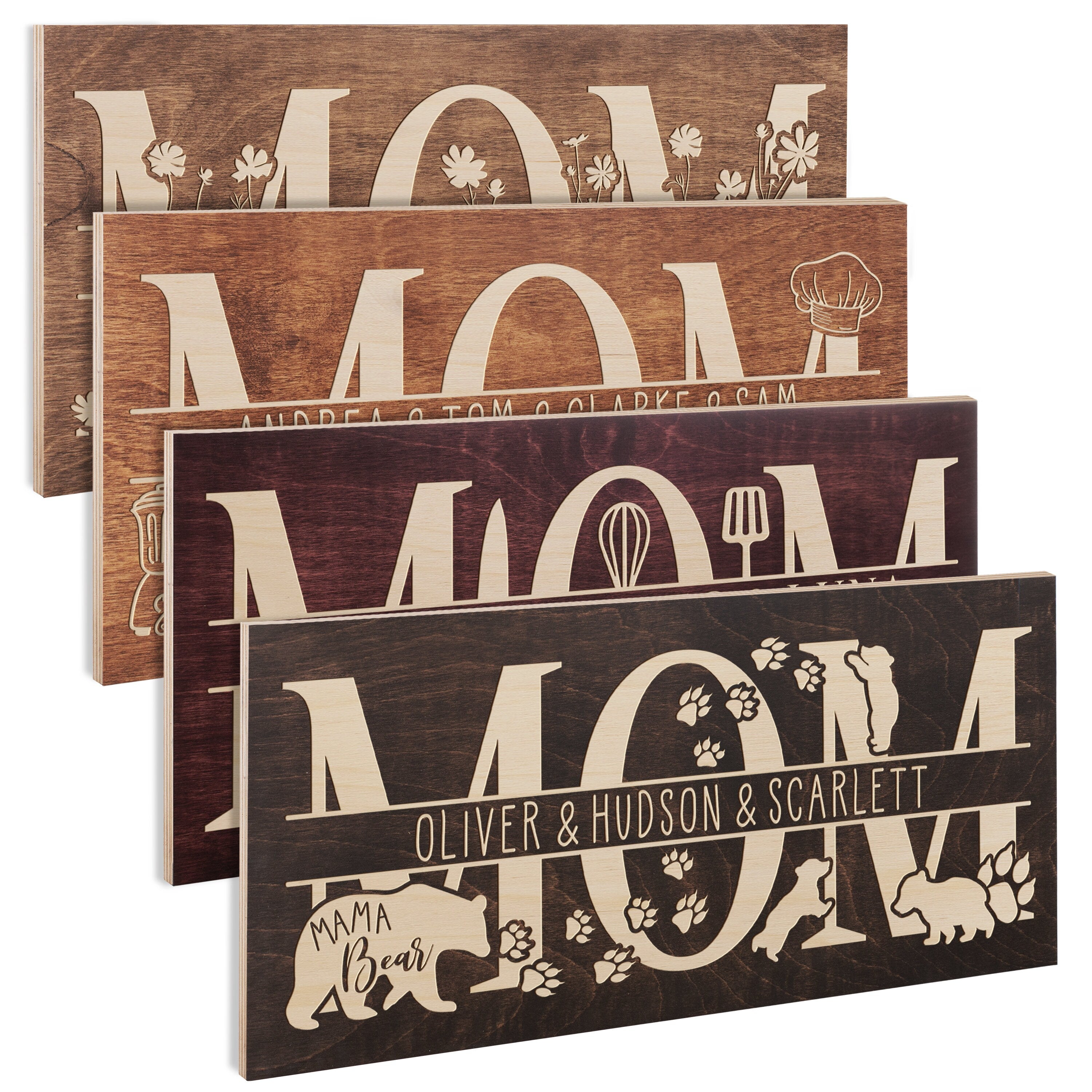 Mom With Kid Names Custom 2 Layer Wood Sign, Mother's Day Gift, Gifts ...