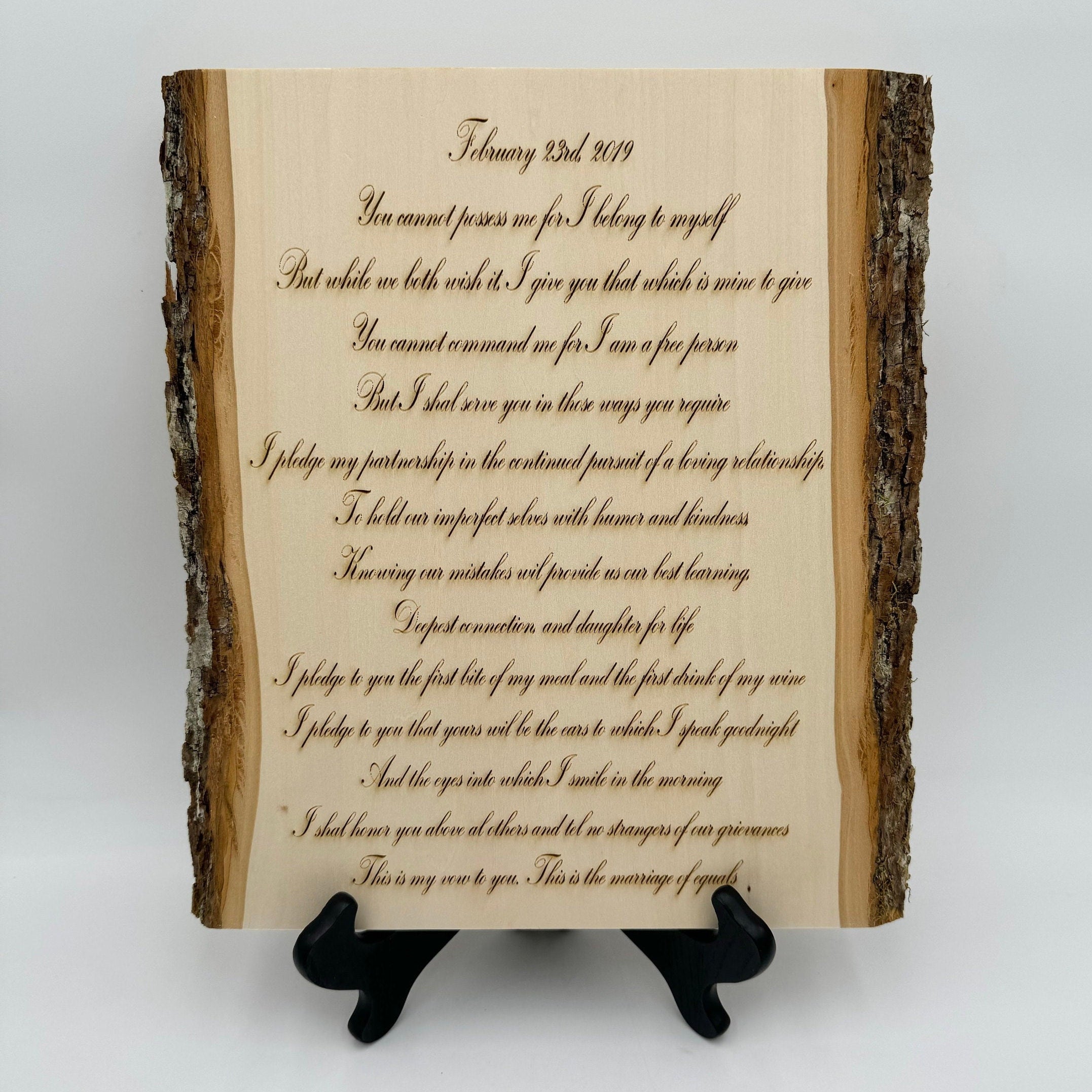 Personalized Handwritten Letter Engraved Wood Plaque, Wedding Vows Let ...