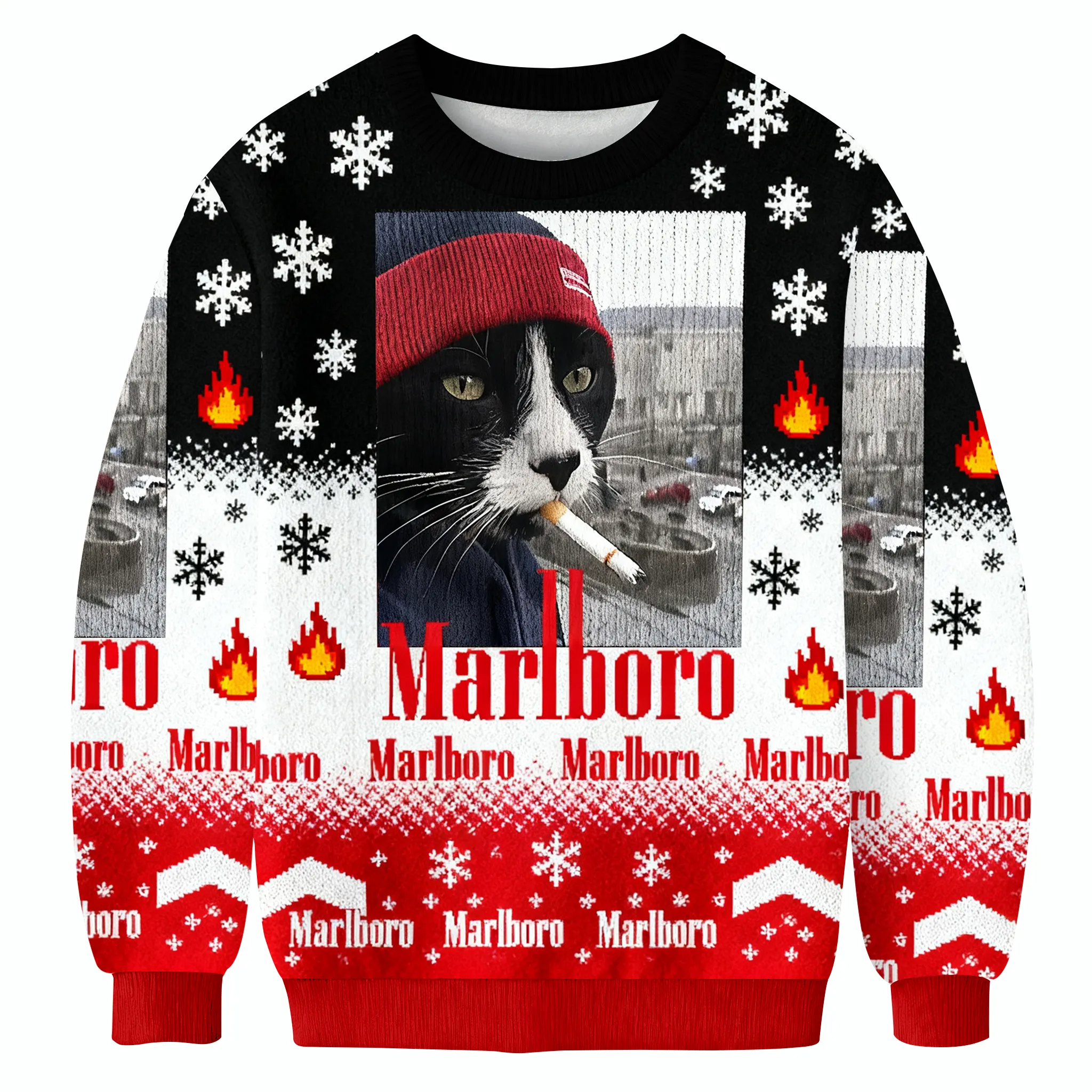 Marlboro Funny Soming Cat Meme Funny Ugly Sweater, Ugly Xmas Sweater ...