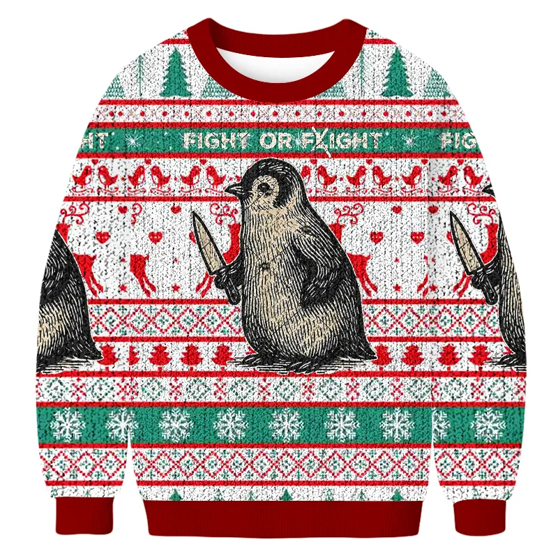 FIGHT OR FLIGHT Funny Ugly Sweater, Ugly Xmas Sweater, Christmas Ugly ...