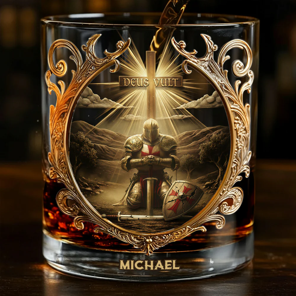 In God We Trust Deus Vult Crystal Whiskey Glasses, Christian Glass, Ro ...