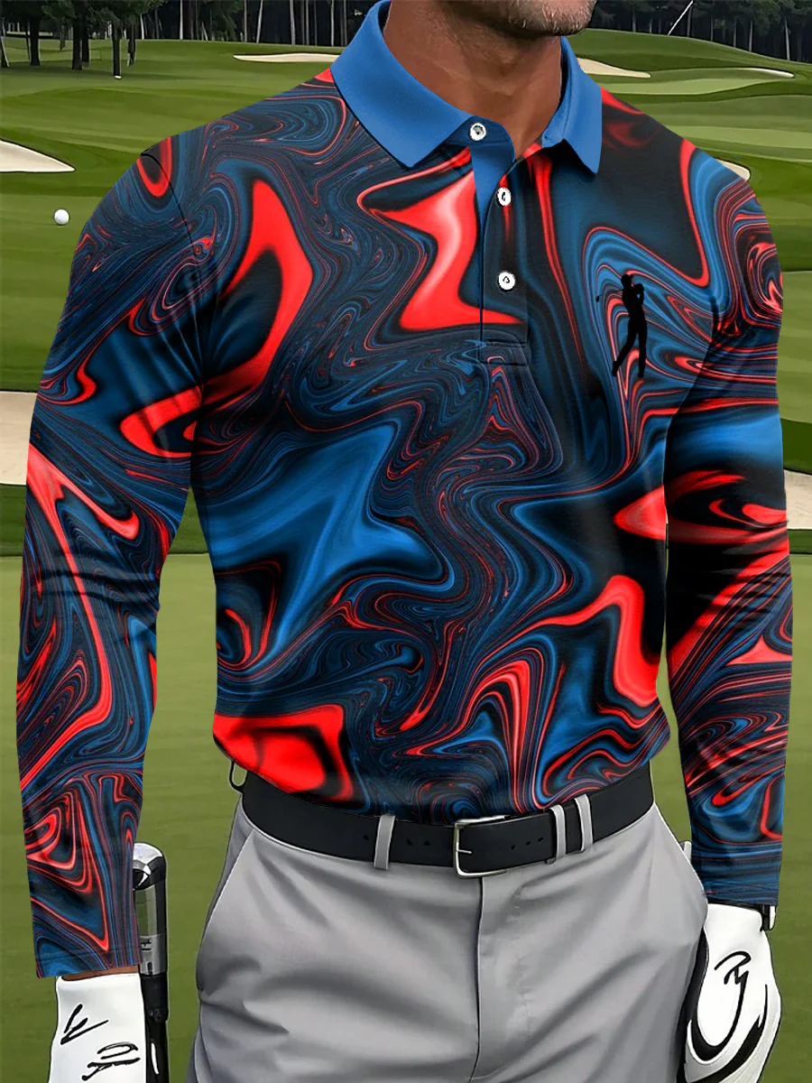 Multi Color Marble Texture Print Casual Business Polo Shirt, Polo Shir ...