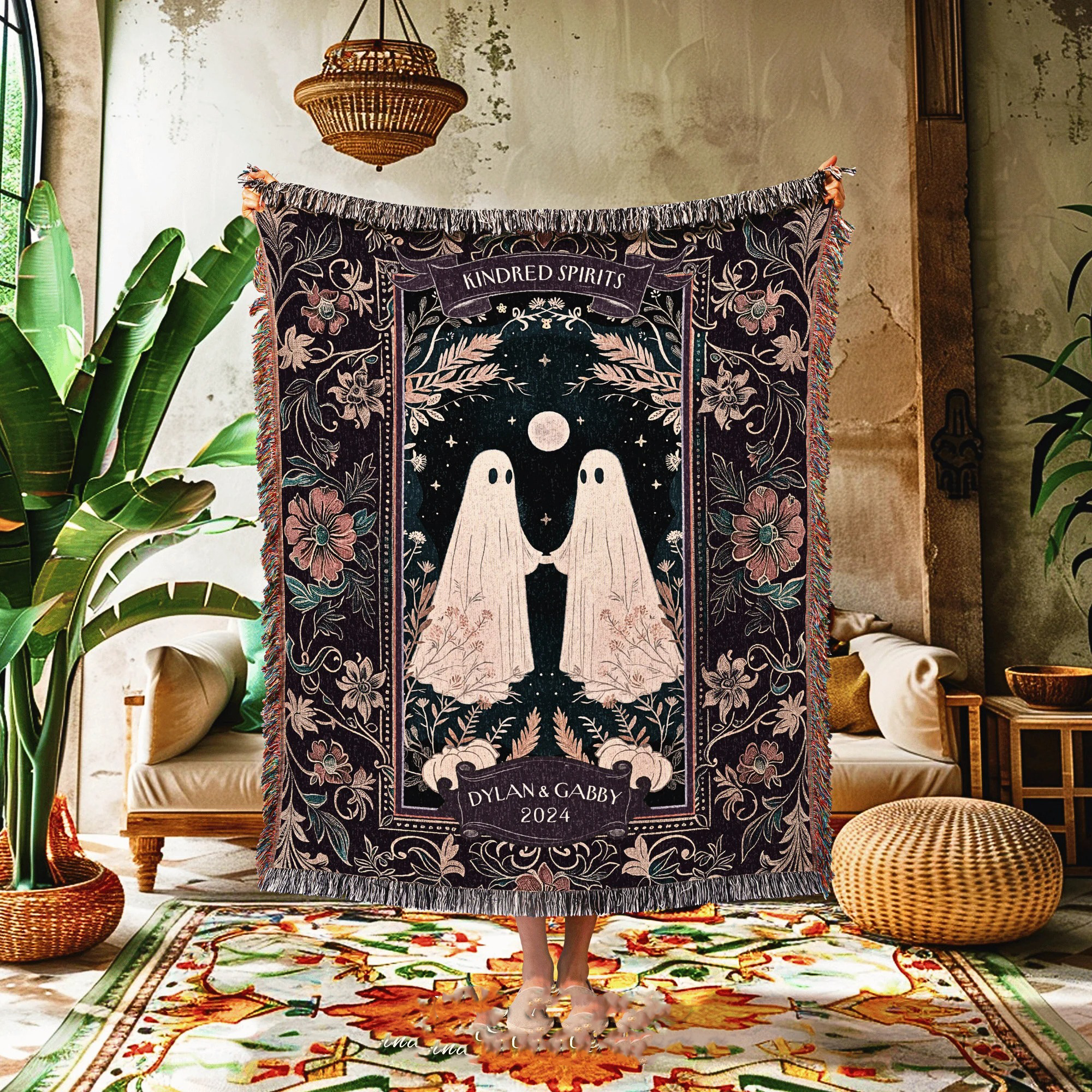 Victorian Gothic, Ghost Lovers, Ghost Tapestry, Custom Woven Blanket ...