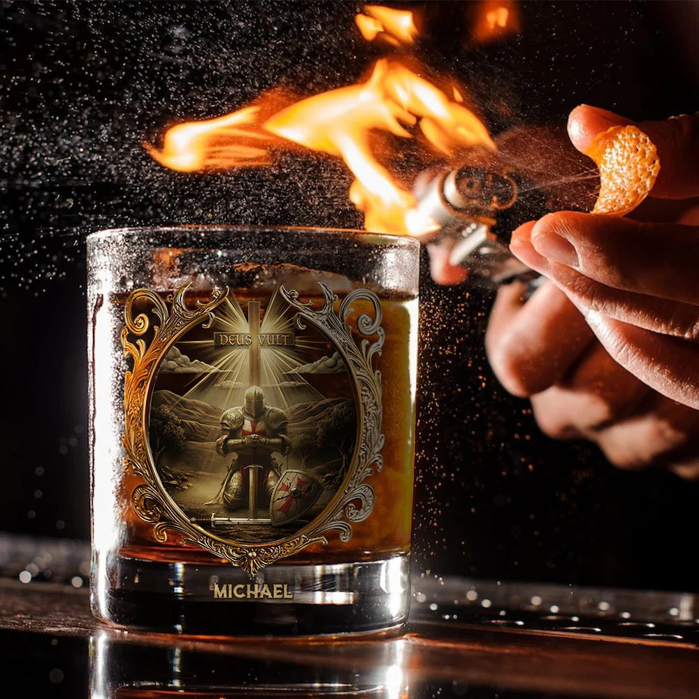 In God We Trust Deus Vult Crystal Whiskey Glasses, Christian Glass, Ro ...