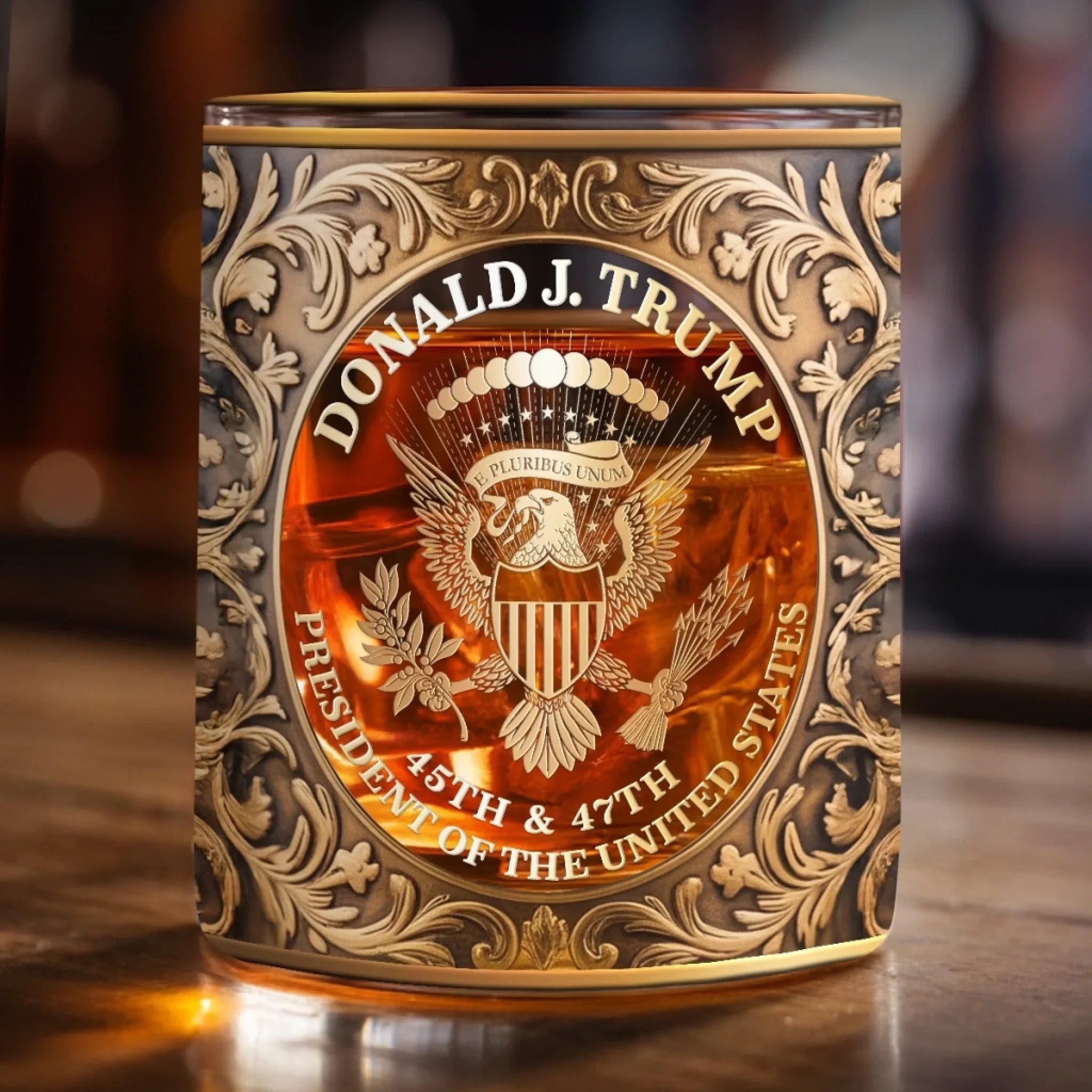 45 47 President 11oz Whiskey Glass, Trump Luxury Whiskey Glass – CustomFam