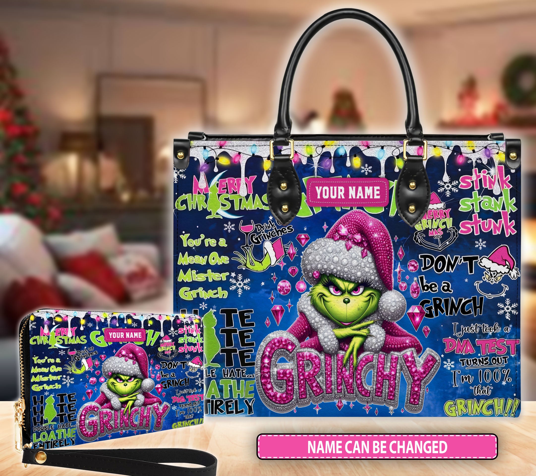 Custom Christmas Grinch Handbag, Fun Handbags And Purses, Christmas Gi ...