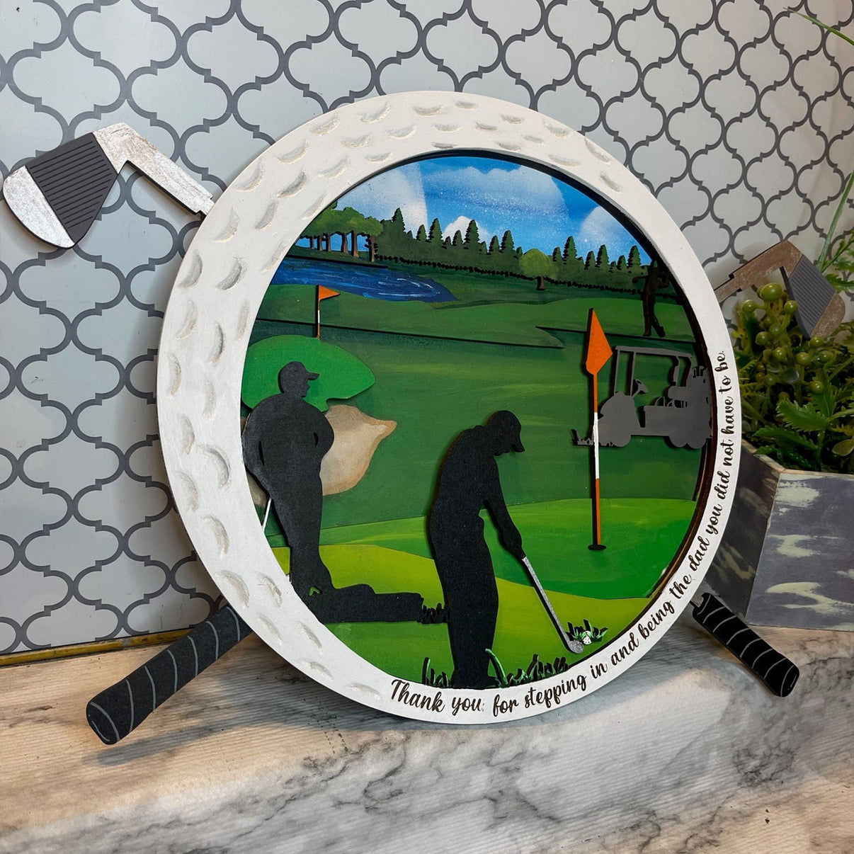 Happy Birdie Day Golf Ball Art, Custom Golf Wood Sign, Gift For Golfer ...