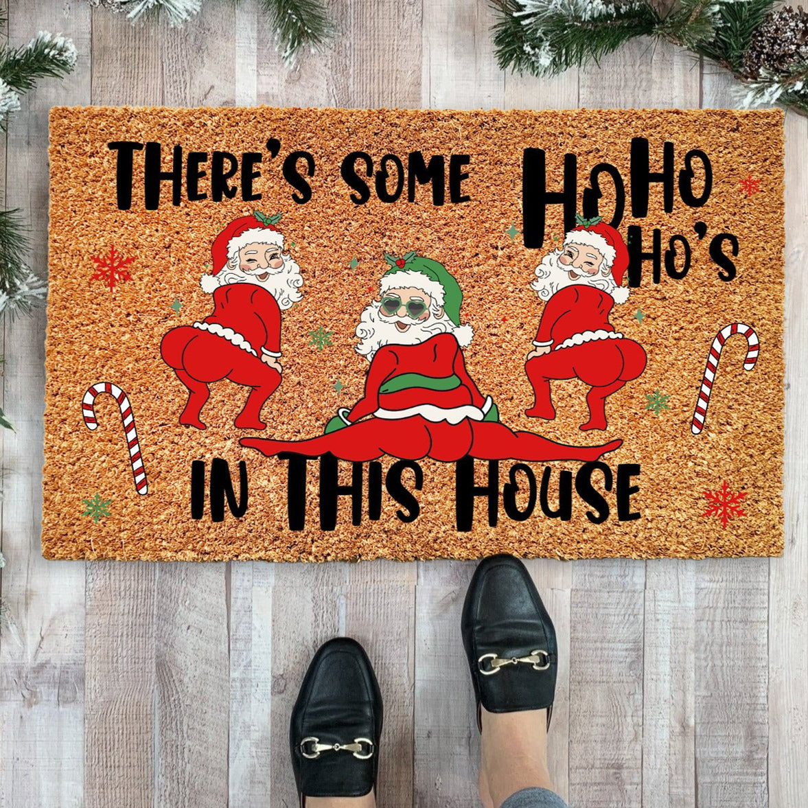 There's Some Ho Ho Ho's In This House Doormat, Funny Santa, Christmas ...