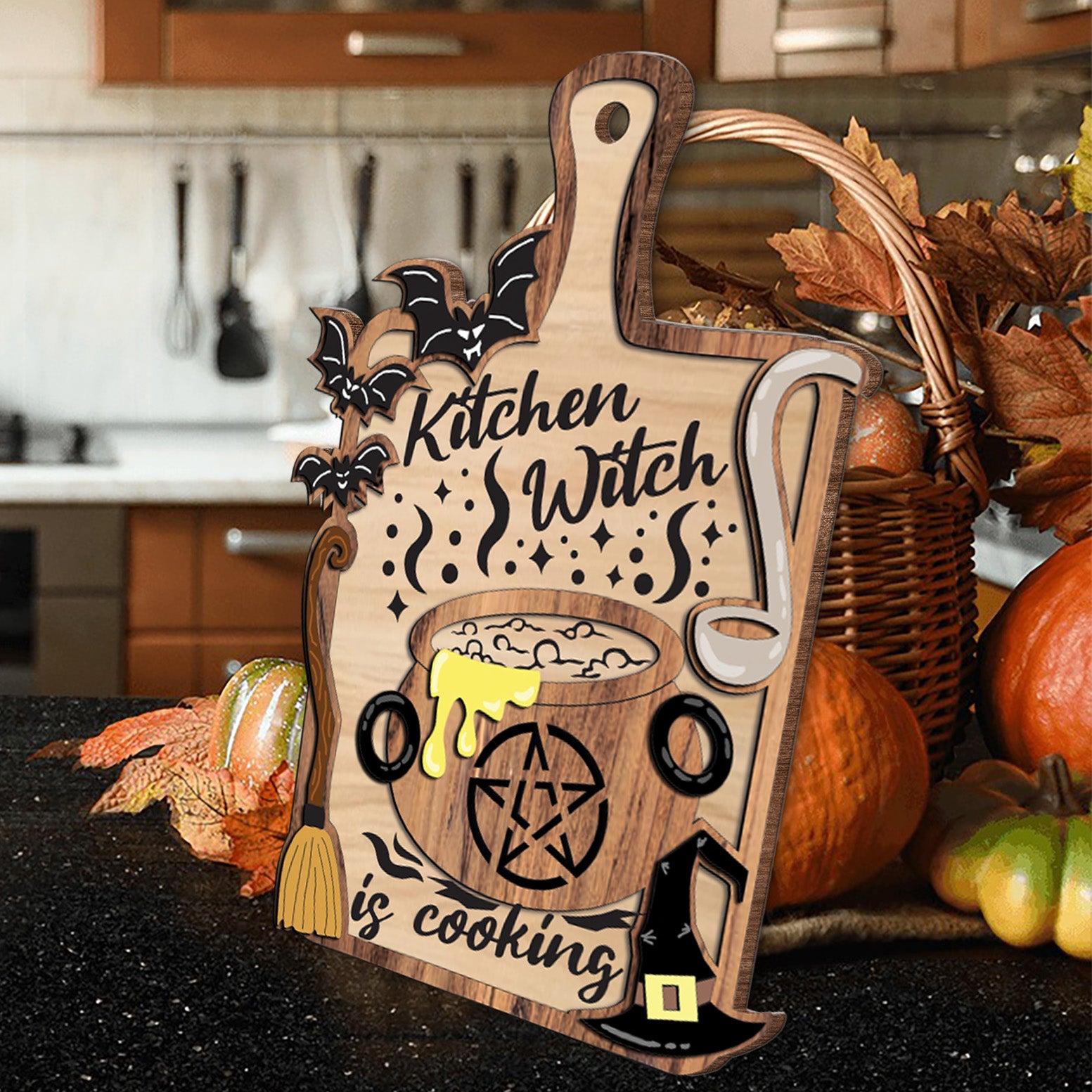 Halloween Kitchen Witch Cooking Cutting Board, Halloween Gift, Kitchen ...