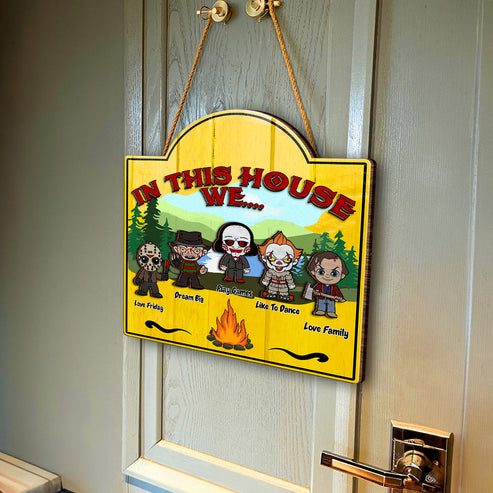 In This House We Horror Camping 2 Layered Wooden Sign, Halloween Campi ...