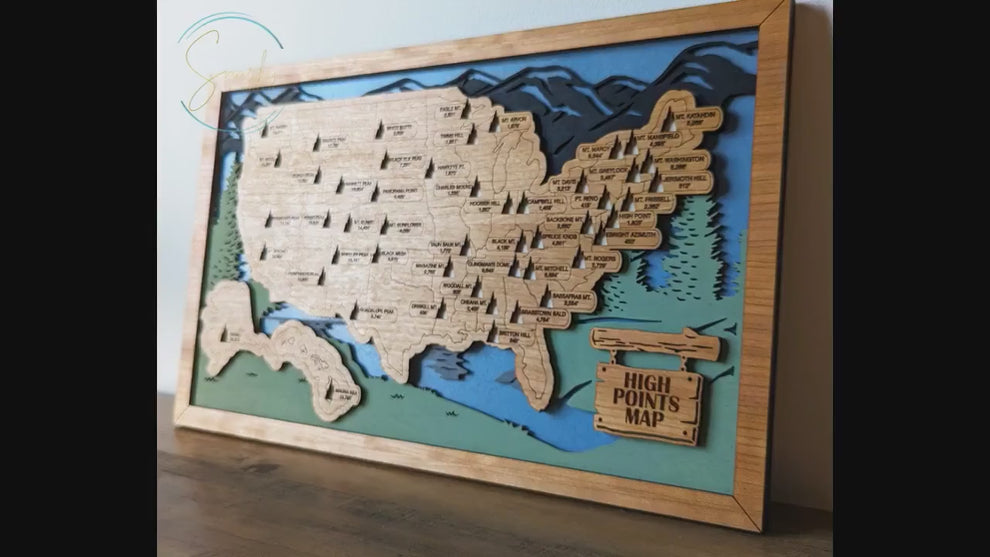 Highest Points In Each State Map, Highest Points Travel Map Tracker, B ...